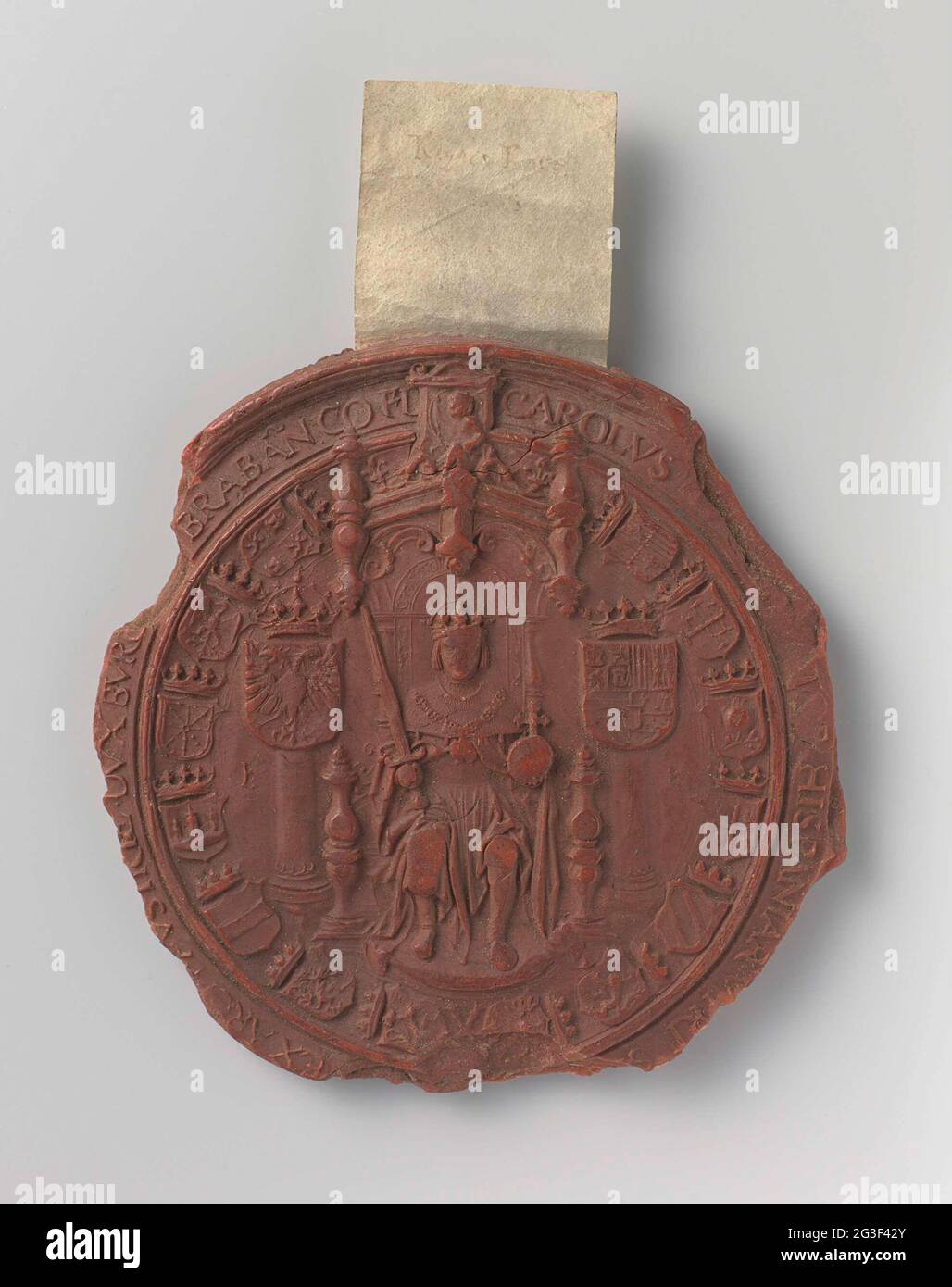 Wax Seal of Emperor Charles V. Seal with stamp in red was. Front ...