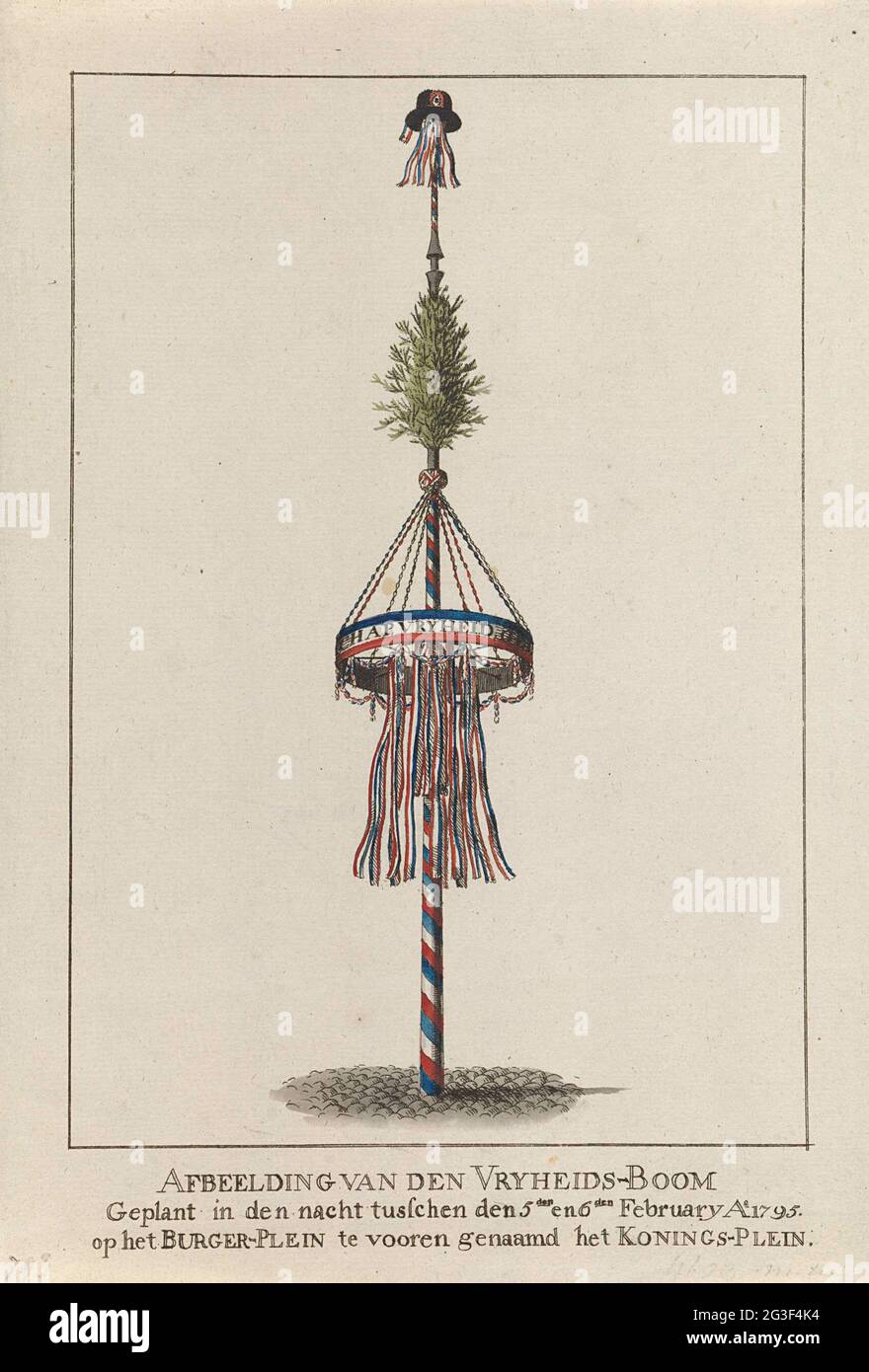 Freedom tree on Koningsplein, 1795; Image of the Vryheid's tree planted ...