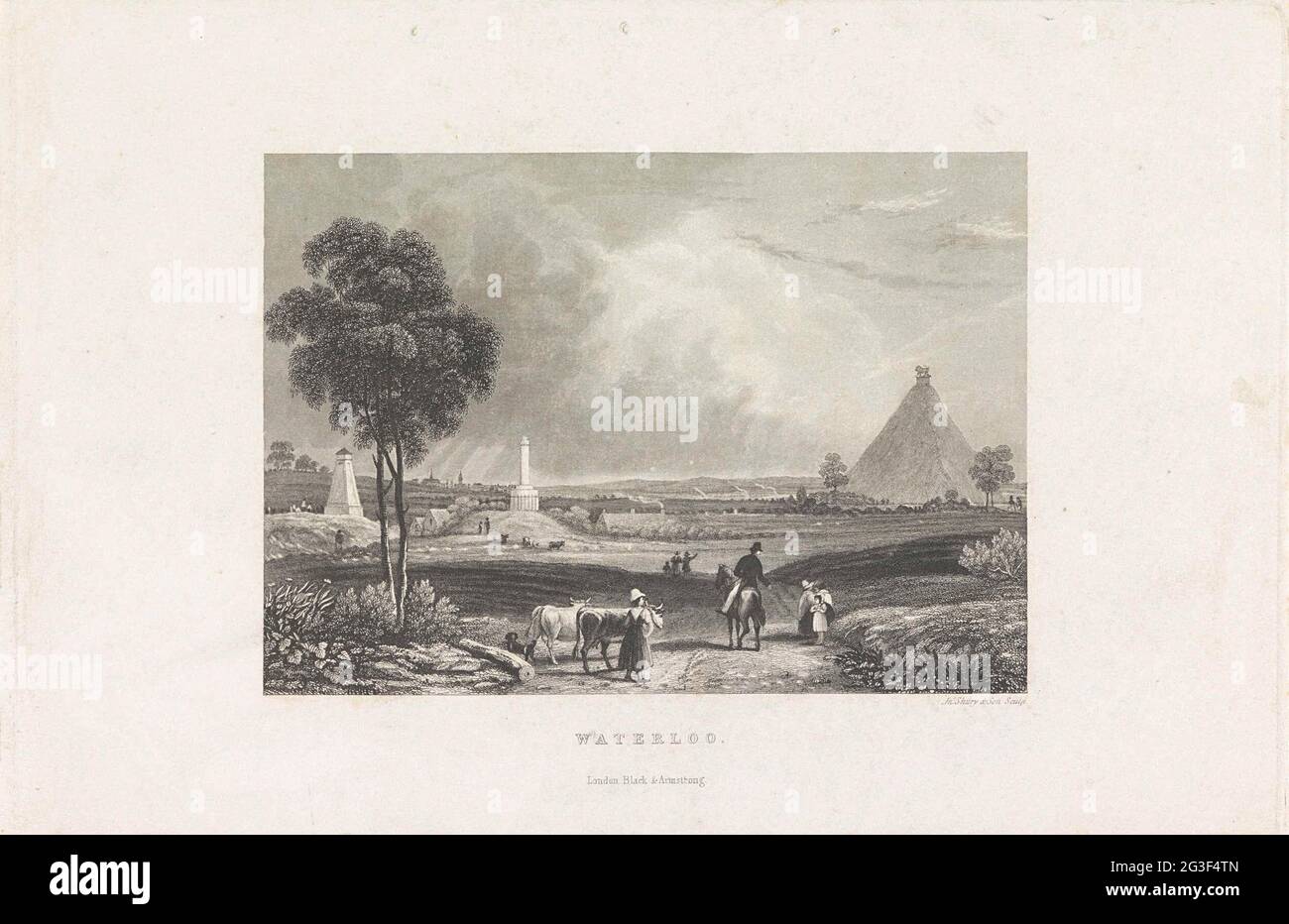 Battlefield of Waterloo with monuments; Waterloo. View of the Waterloo ...
