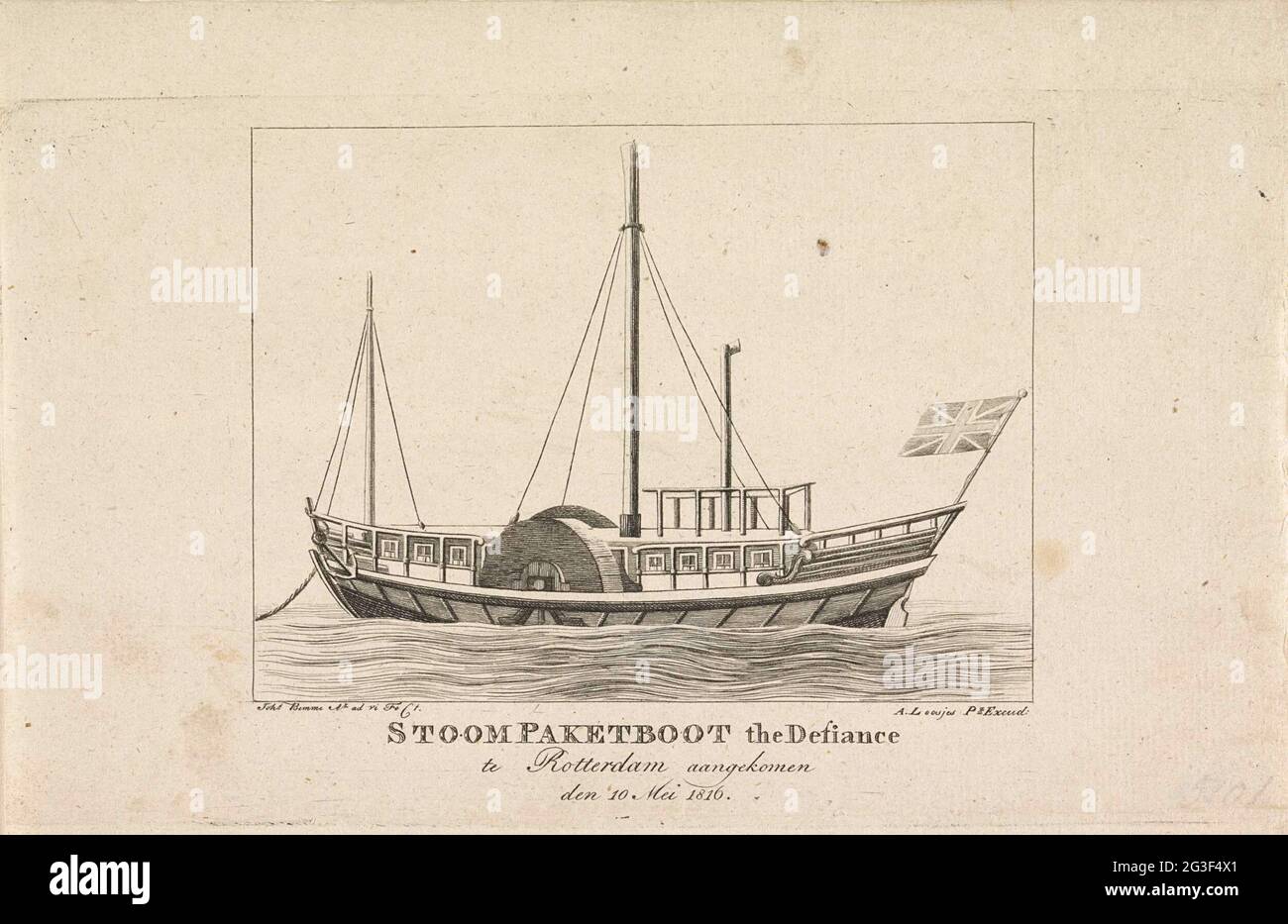 Arrival of the first steamship in Rotterdam, 1816; Steam packet boat ...