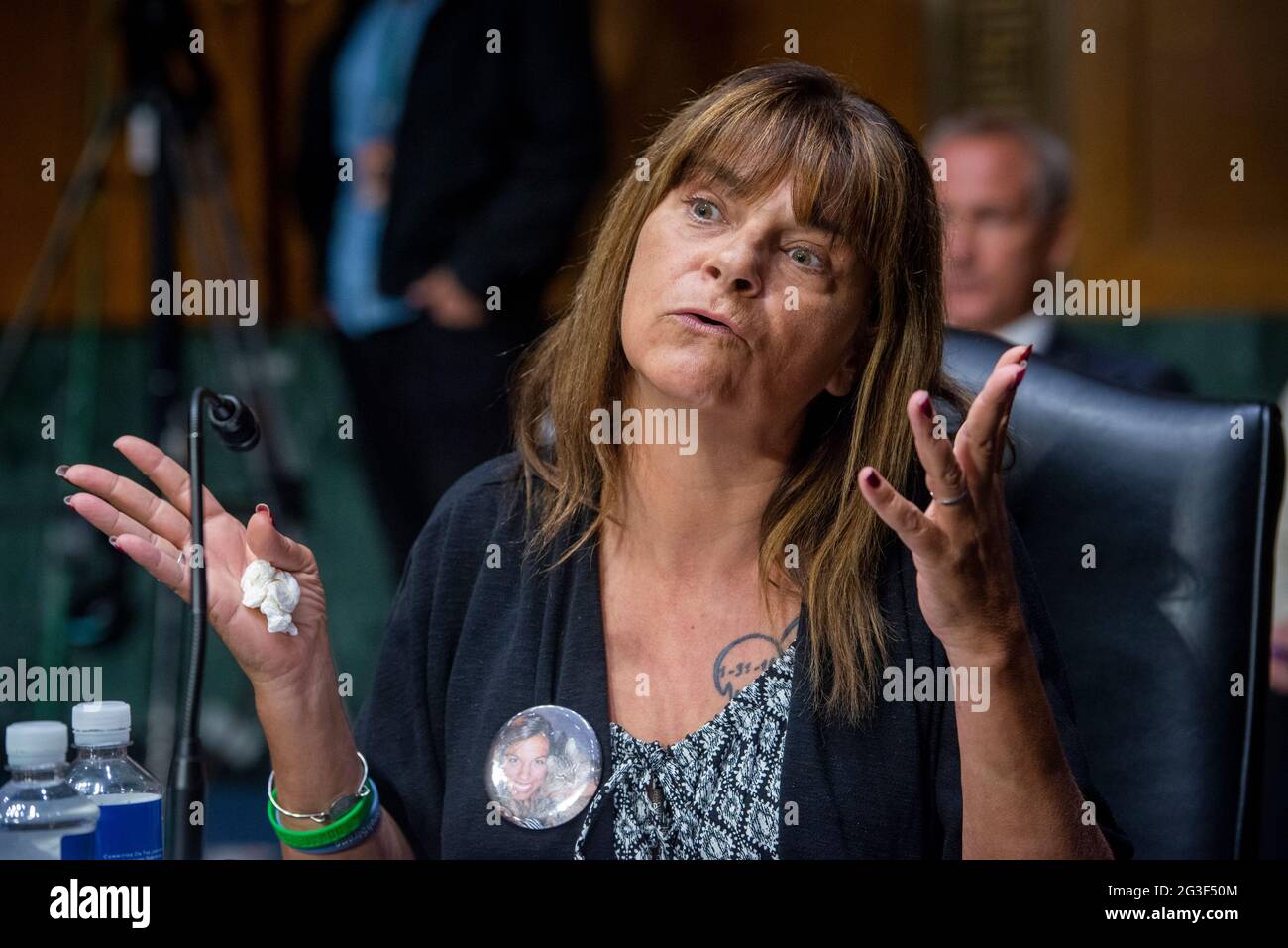 Michelle Root, Mother of Sarah Root, appears before a Senate Committee ...