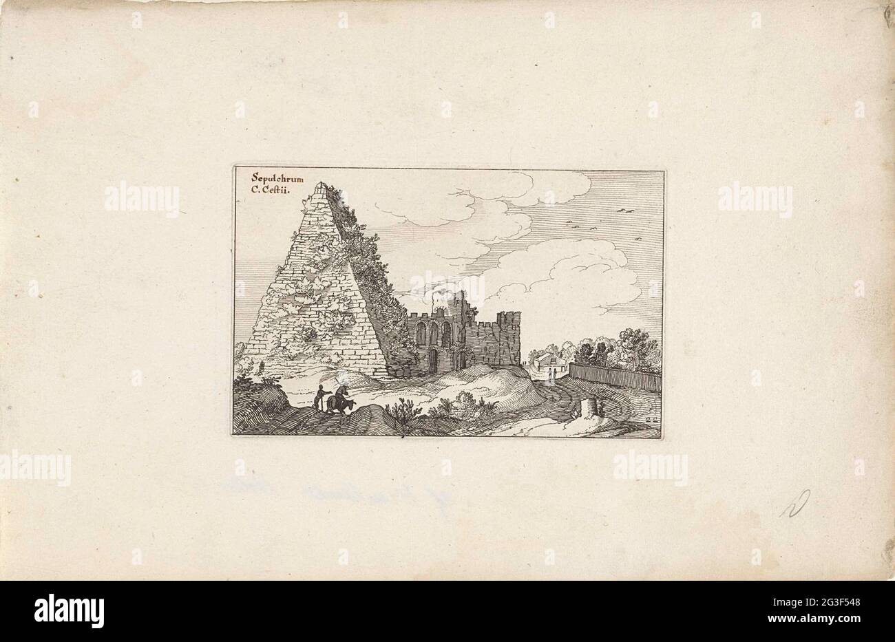 Pyramid of gaius cestius; Seputter C. Ceftii.; Italian landscapes with ...