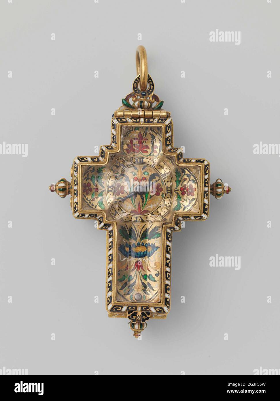 Watch in the shape of a cross. Watch from rock crystal and gold, in the ...