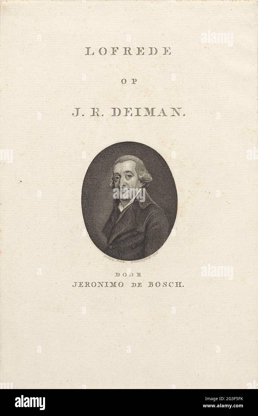 Portrait of the Amsterdam Medicus Johan Rudolph Deiman; Title page for ...