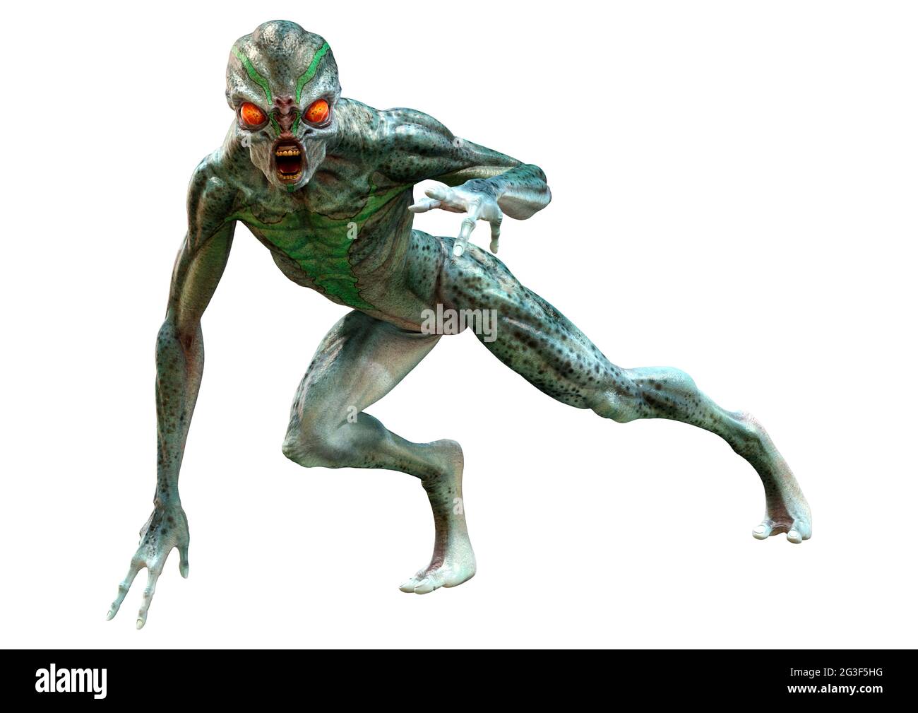 3D rendering of a green alien isolated on white background Stock Photo ...