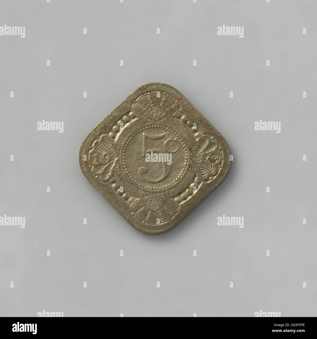 Dutch 5 cents, 1914; The Netherlands, 5 cents, 1914. Square nickel coin ...