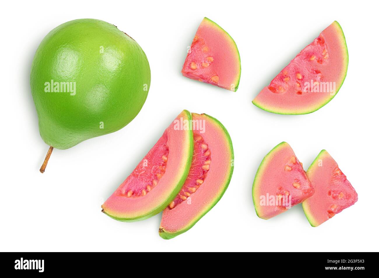Guava fruit with slices isolated on white background with clipping path ...