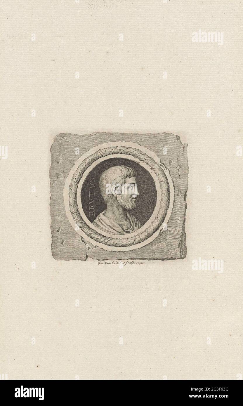 Medallion of the Roman consul Lucius Junius Brutus. A stone with a ...