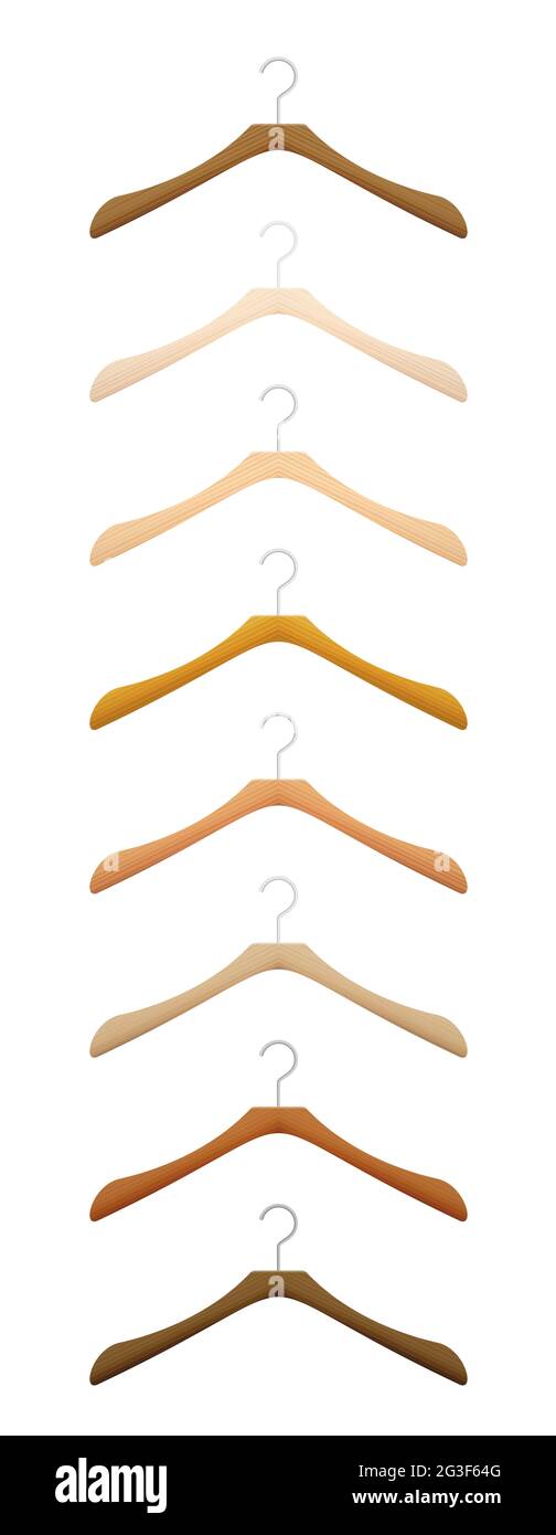 Wooden hangers for clothes, coathanger set, various woods and textures ...
