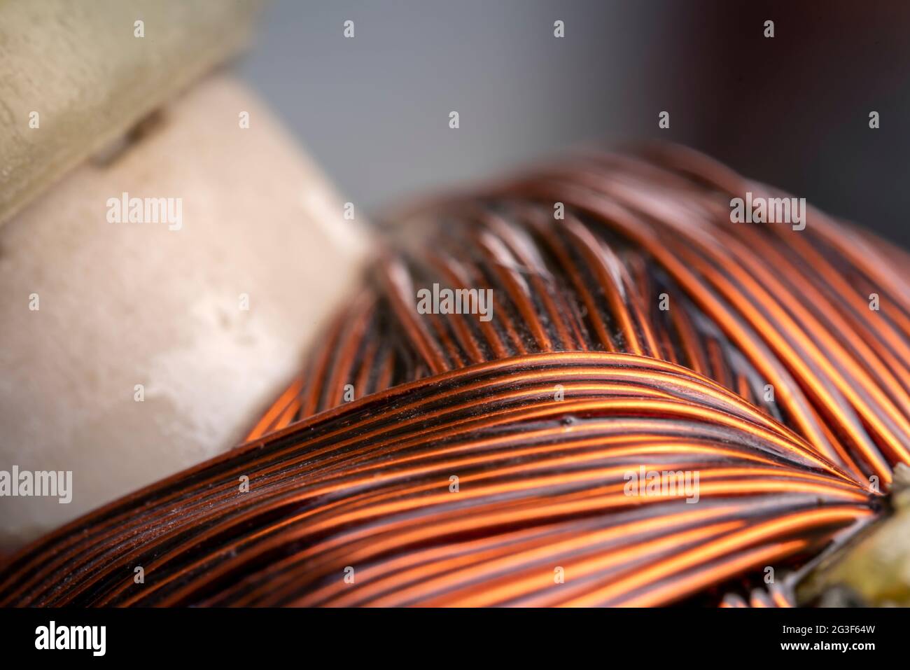 Rotor of an electric motor close up. Copper motor windings Stock Photo ...