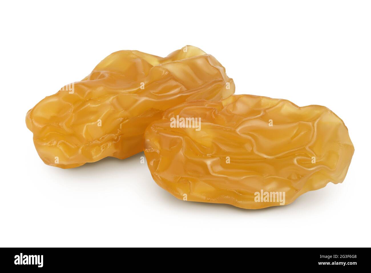 Yellow raisin isolated on white background with clipping path and full ...