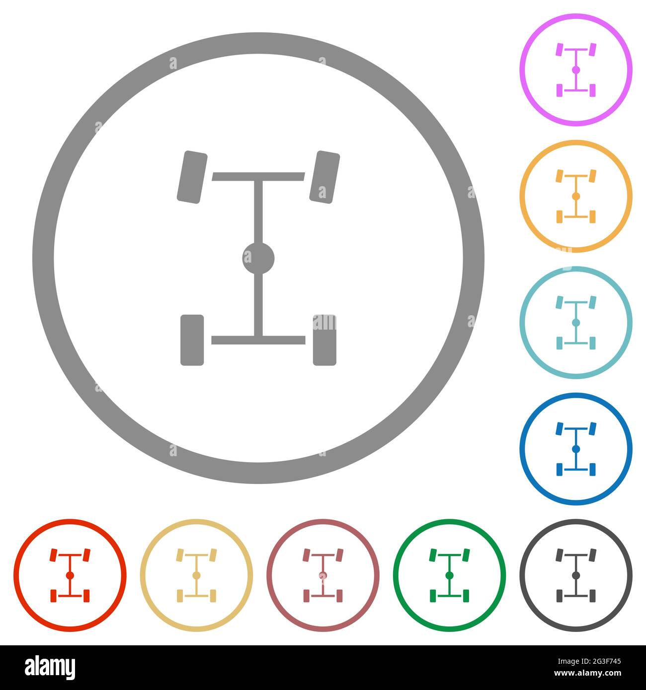 Central differential flat color icons in round outlines on white ...