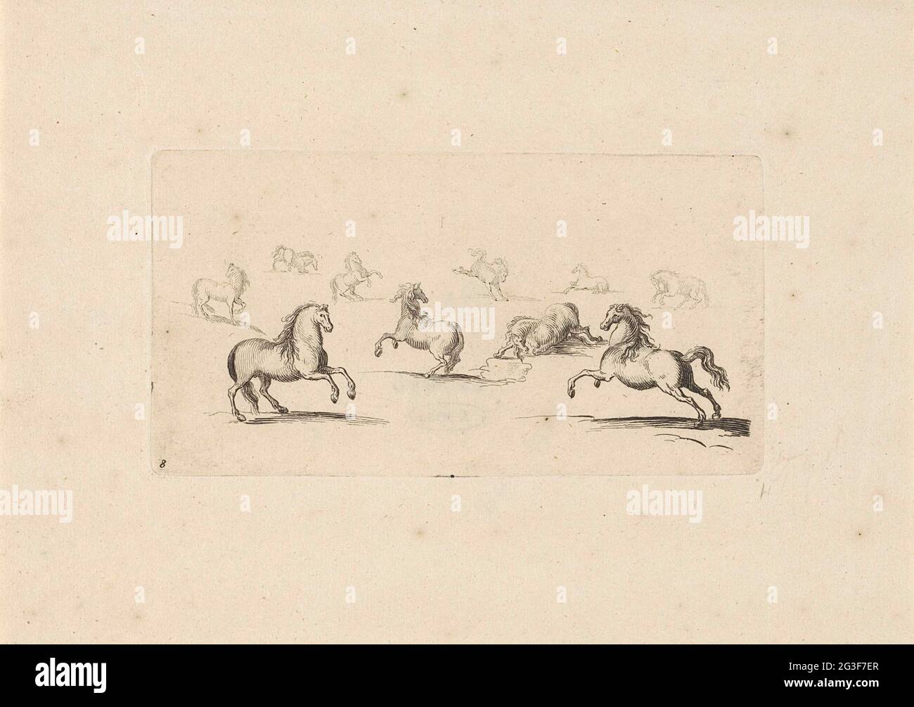 Study sheet with horses in various attitudes; Study magazines with figures and horses ...