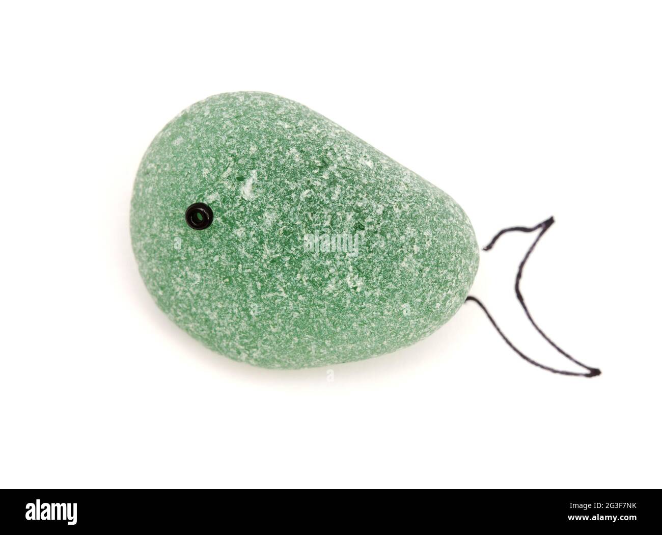 funny little fish made of a piece of seaglass, with sketchily drawn ...