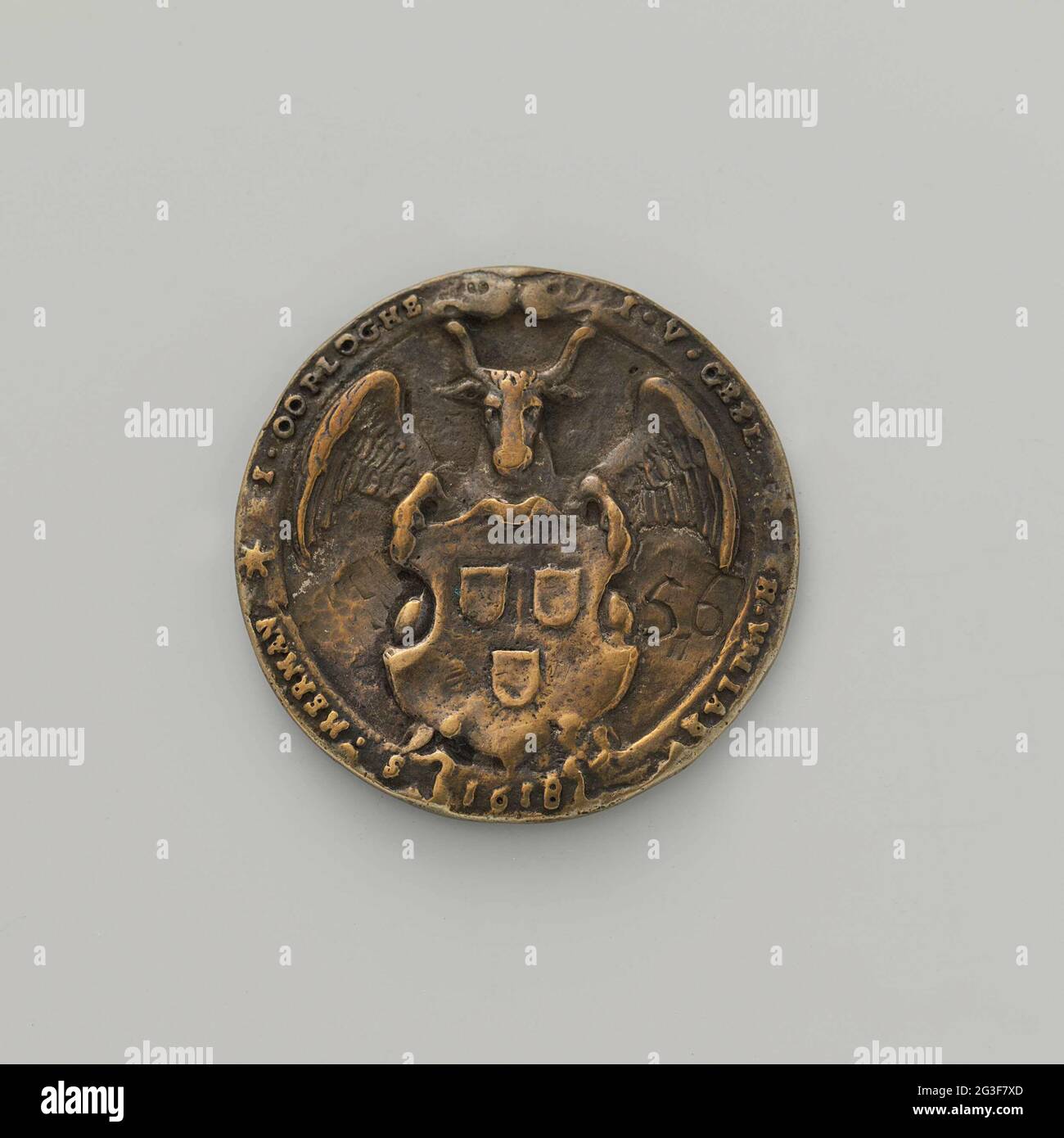 St. Lucasgilde van Middelburg, guild pendancy with no. 56. Brass medal ...