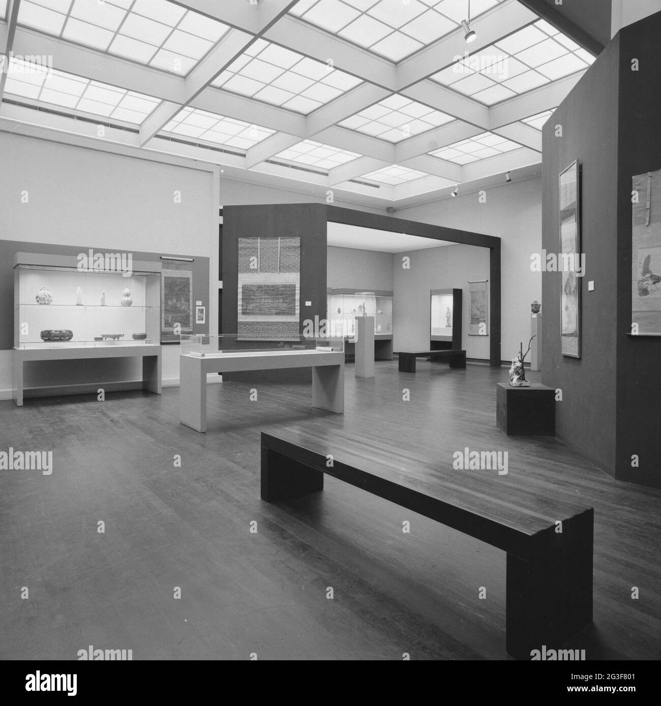 Room with showcases and a covered corner at the back; Lighthouses Stock ...