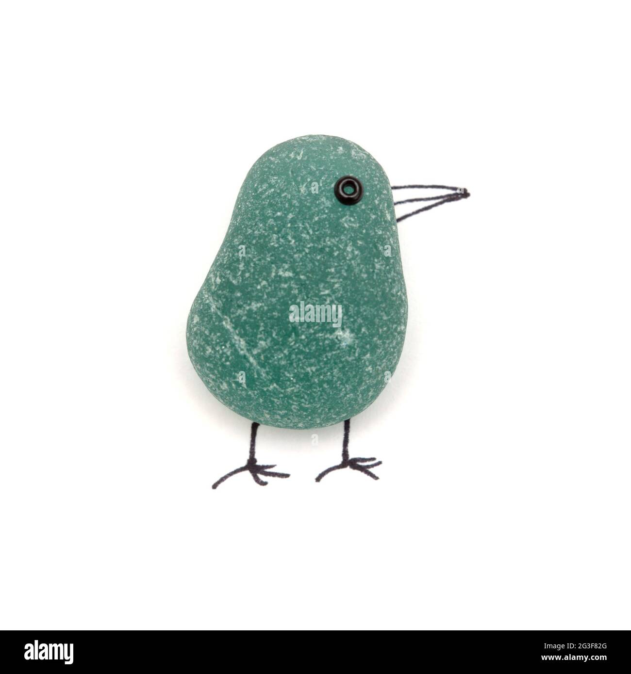 funny little birds made of a piece of seaglass, with sketchily drawn ...