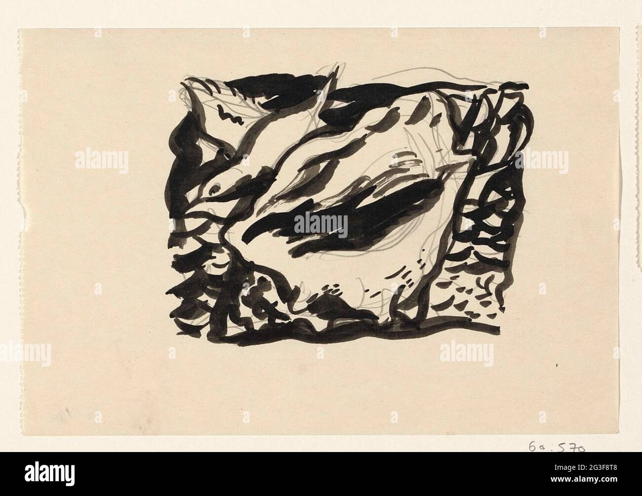 Design for a vignette: shell and seagull. Design for a print Stock ...