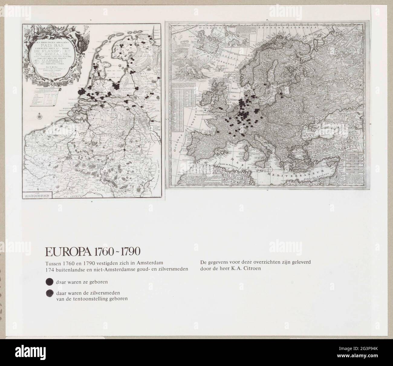 Information board with maps of the Netherlands and Europe on which ...