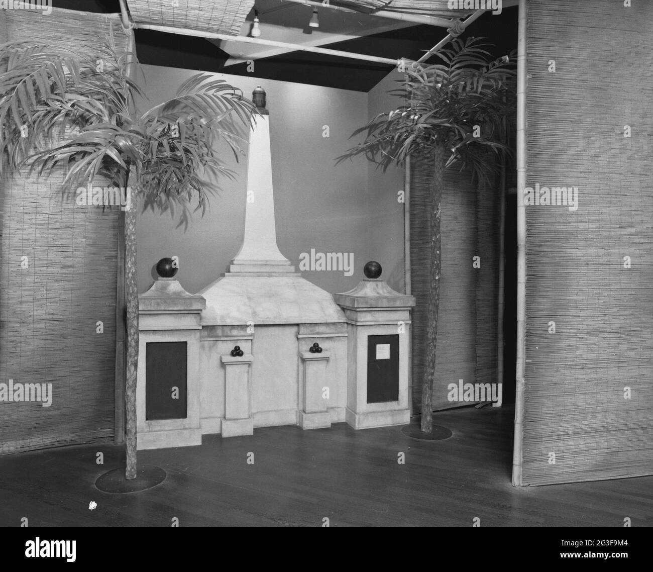 Memorial set up between two palm trees; Herman Willem Daendels 1762 ...