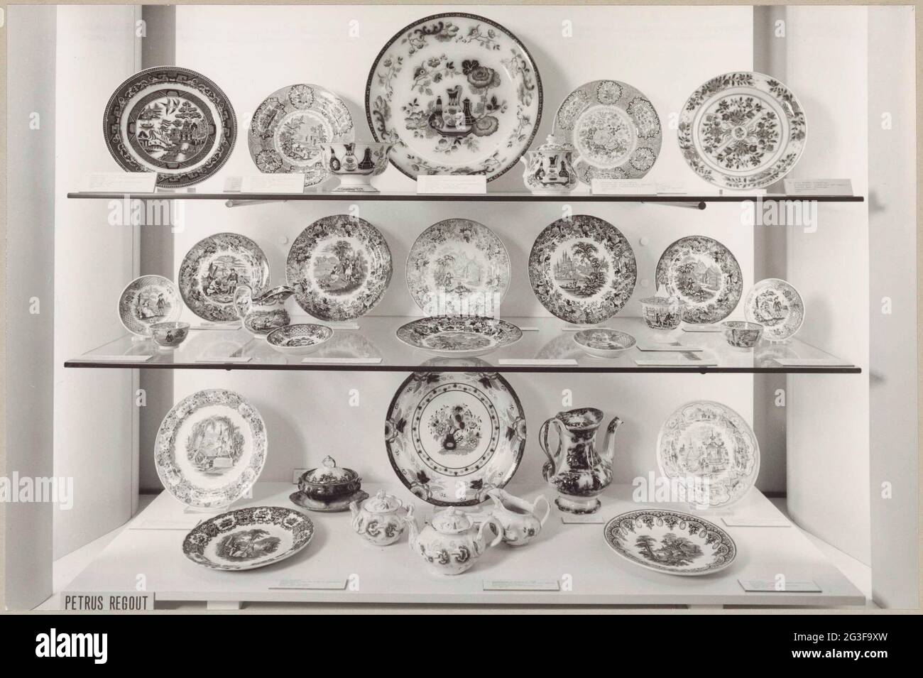 Showcase with three-storey crockery of Petrus Regout; Maastrichts ...