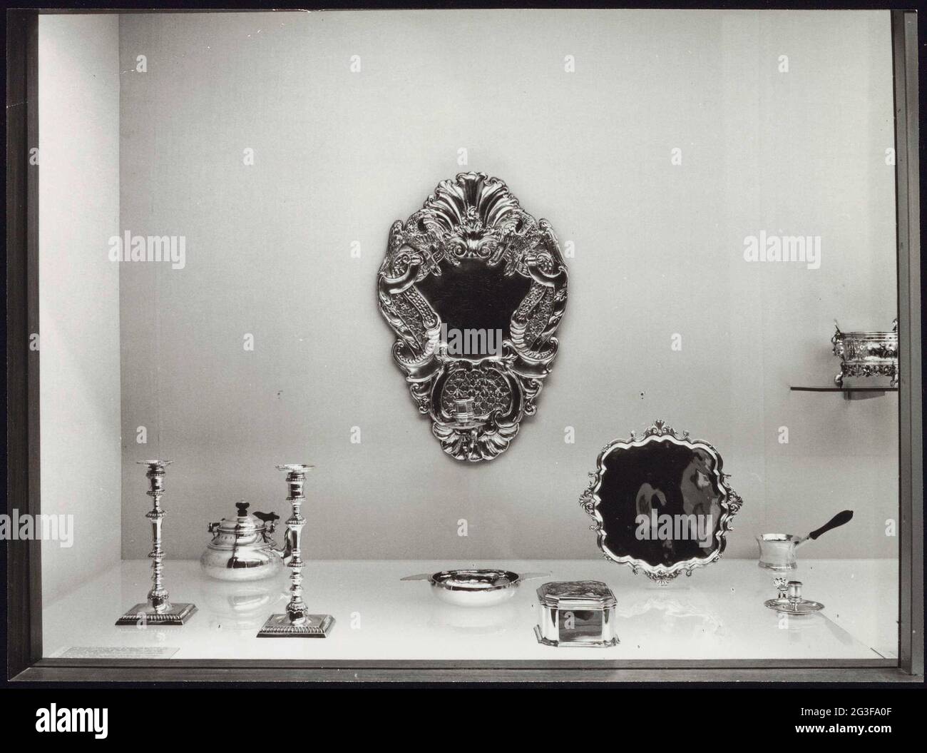 Showcase with objects of (noble) metal; Halls of crafts July 1962 Stock ...