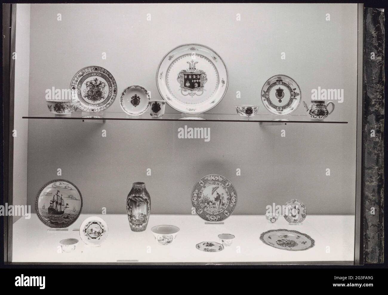 Showcase with objects of ceramics; Halls of crafts July 1962 Stock ...