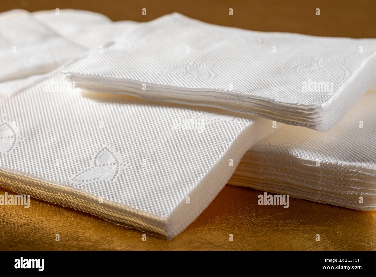 Disposable paper table napkins close up. White paper napkins Stock ...