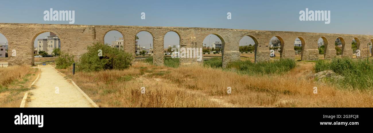 Ancient Roman aqueduct at Larnaca in the island of Cyprus Stock Photo ...