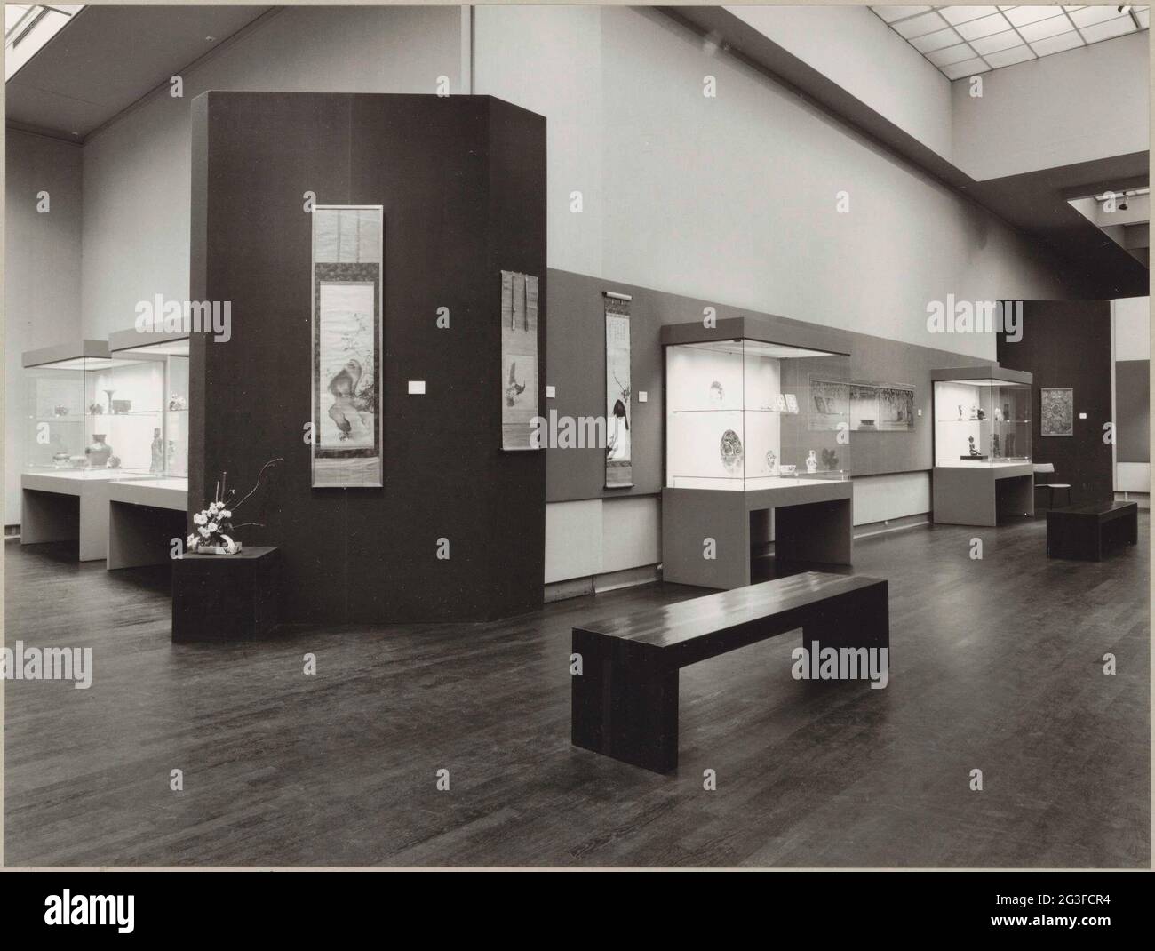 Room with various objects in four showcases; Jubilee exhibition ...