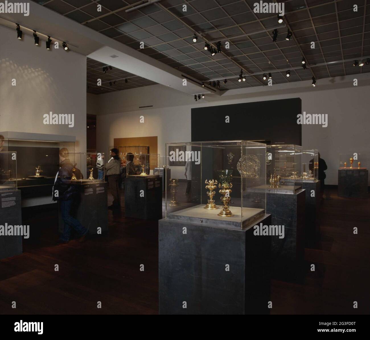 Room with public and gold and silverware in showcases; Amsterdam gold ...