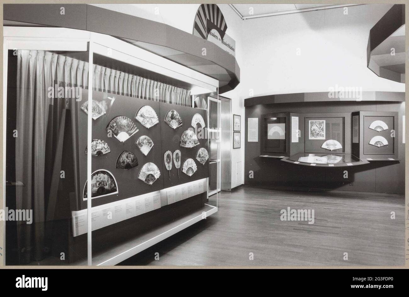 Room with a showcase with various impellers, right-hand impeller blades ...