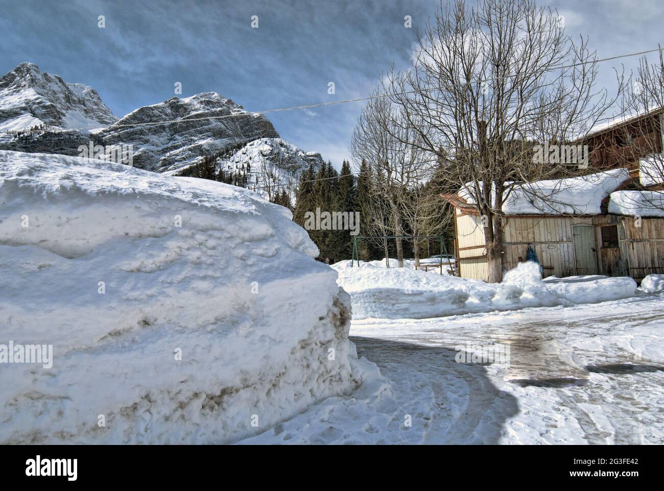Snow on the Dolomites Mountains, Italy Stock Photo - Alamy