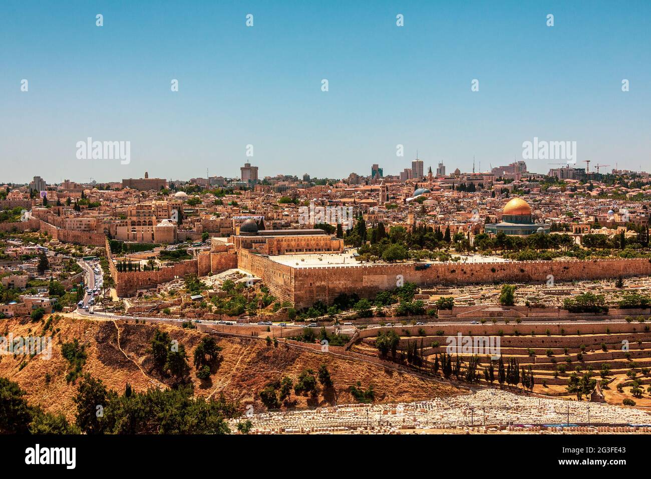 View of the Temple Mount with Dome of the Rock in Jerusalem Stock Photo ...