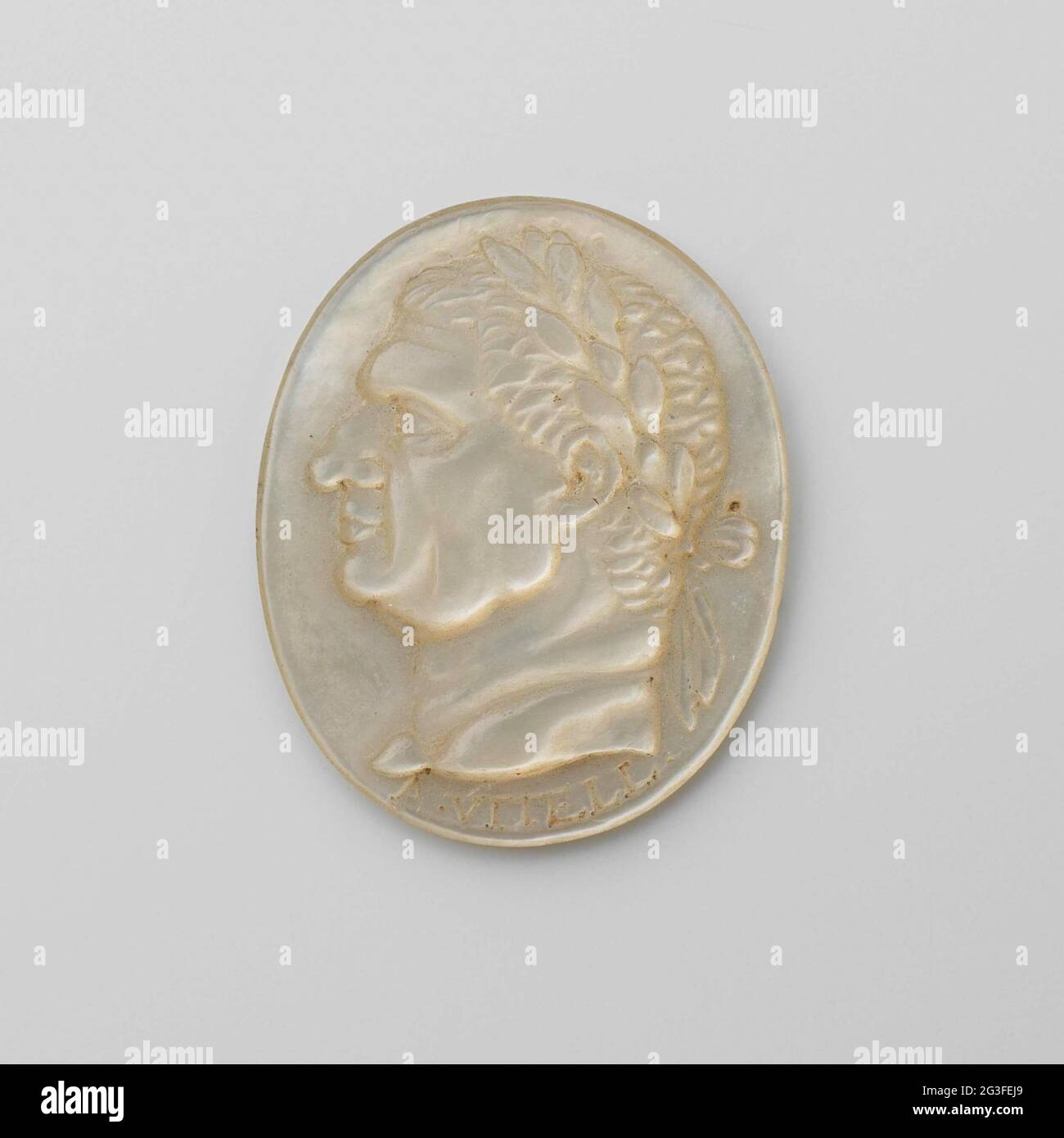 Aulus Vitellius. A medallion of mother-of-pearl, on which an image has ...