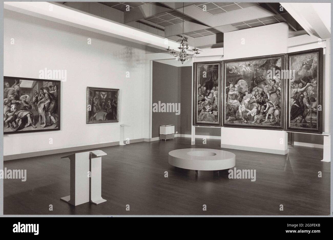 Room with left two paintings and on the right a triptych; Art for the ...