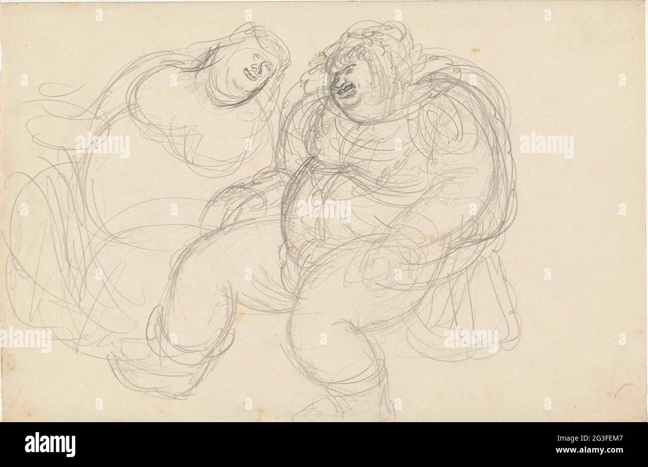 Study of a seated giant and giantin, for an illustration from François ...