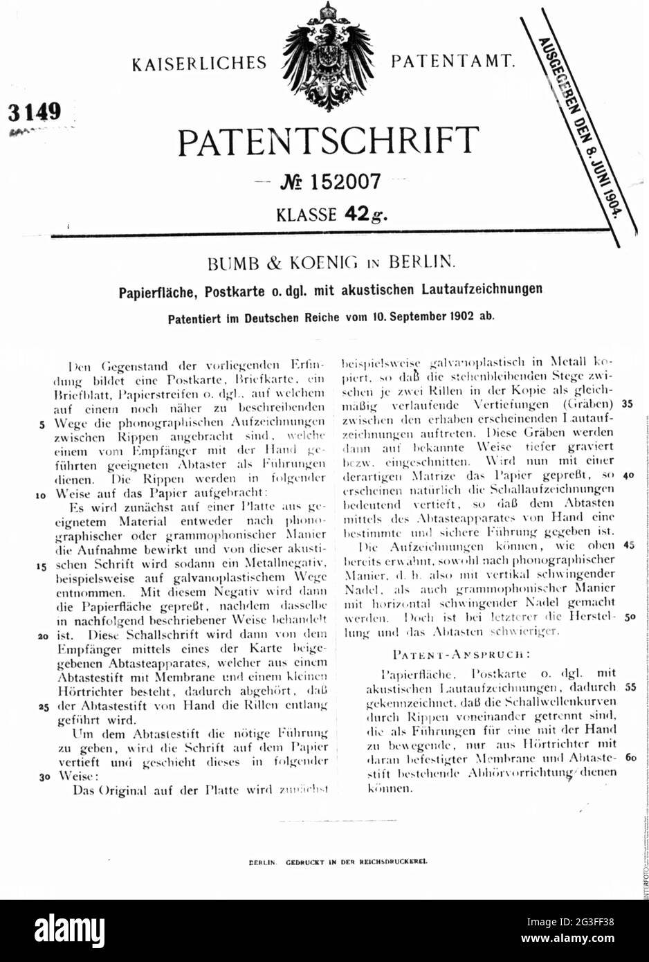 Imperial german patent office Black and White Stock Photos & Images - Alamy