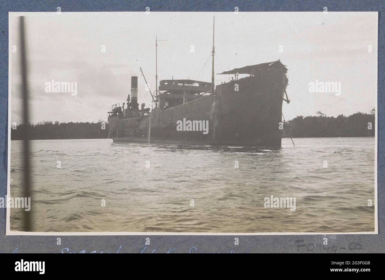 Ship for Anchor at Pangkalansusu on Sumatra. Part of travel album with ...