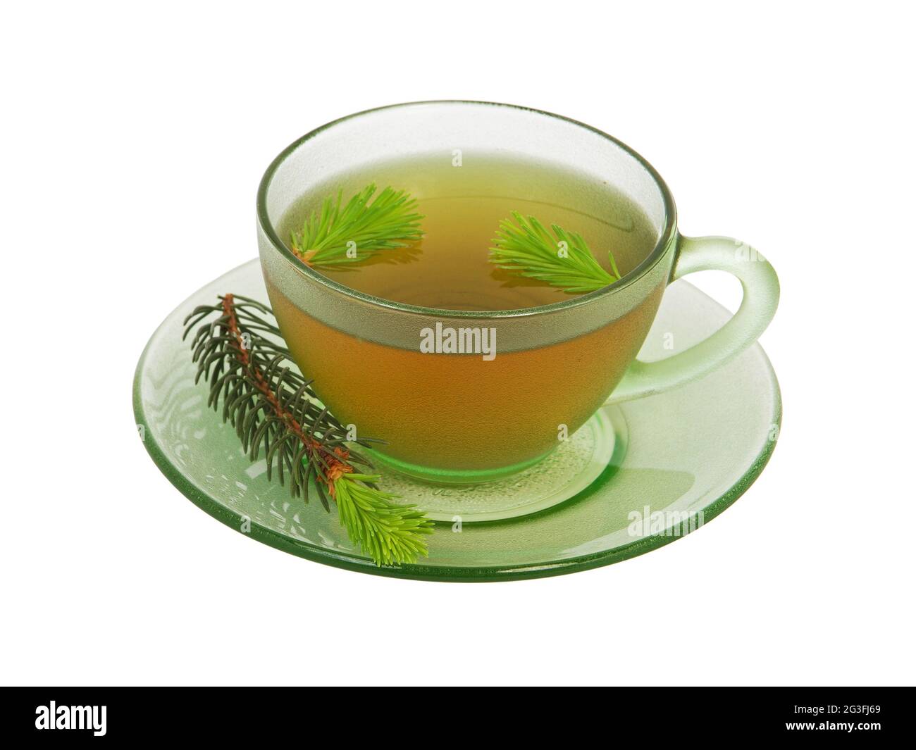 Cup of fir tree tea isolated on white Stock Photo - Alamy