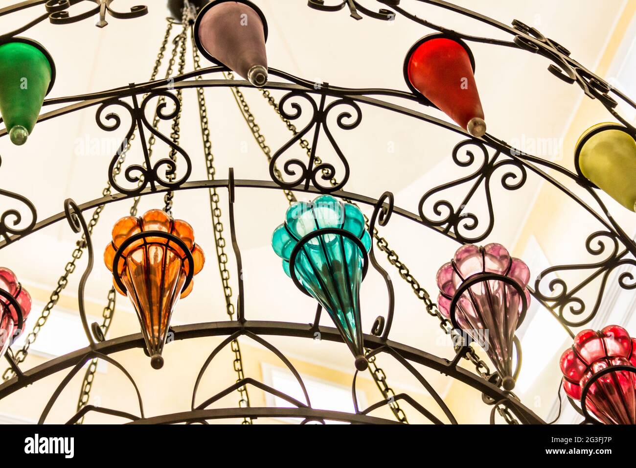 Beautiful multi-colored chandelier Stock Photo - Alamy