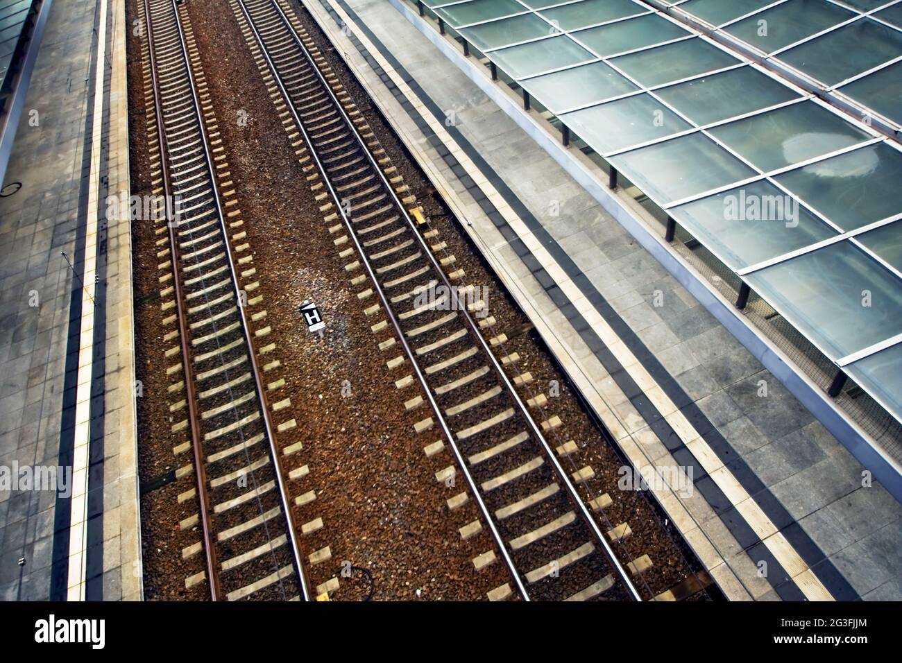 Rails, rail station Stock Photo - Alamy