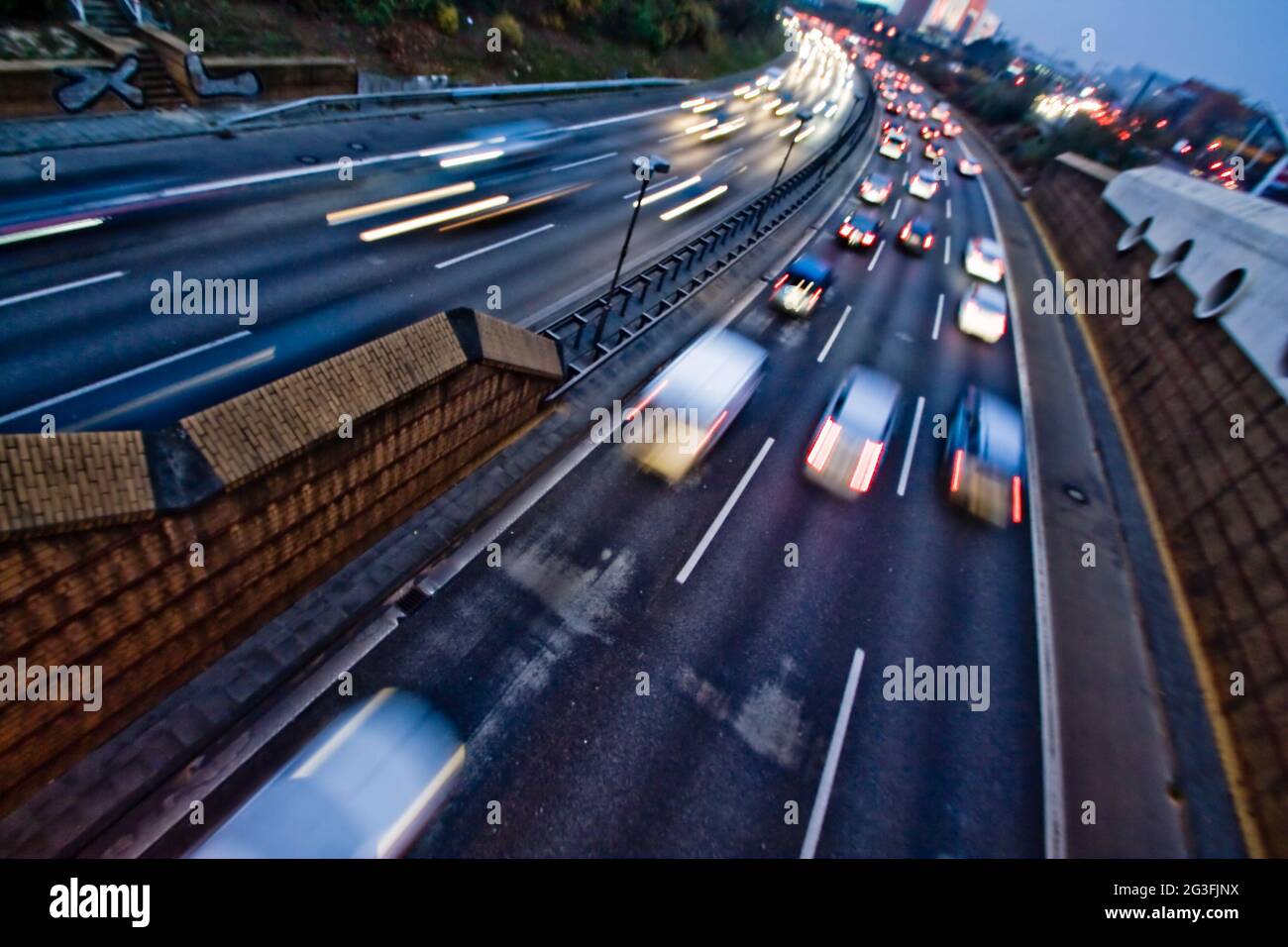 Highway, night, light track Stock Photo - Alamy