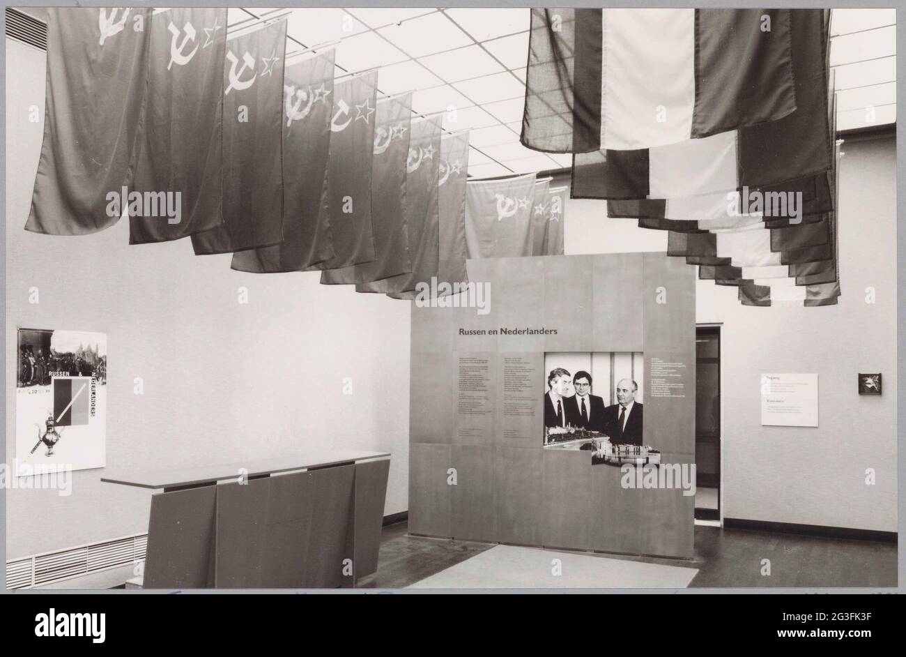 Room with flags of the Soviet Union and the Netherlands and information ...