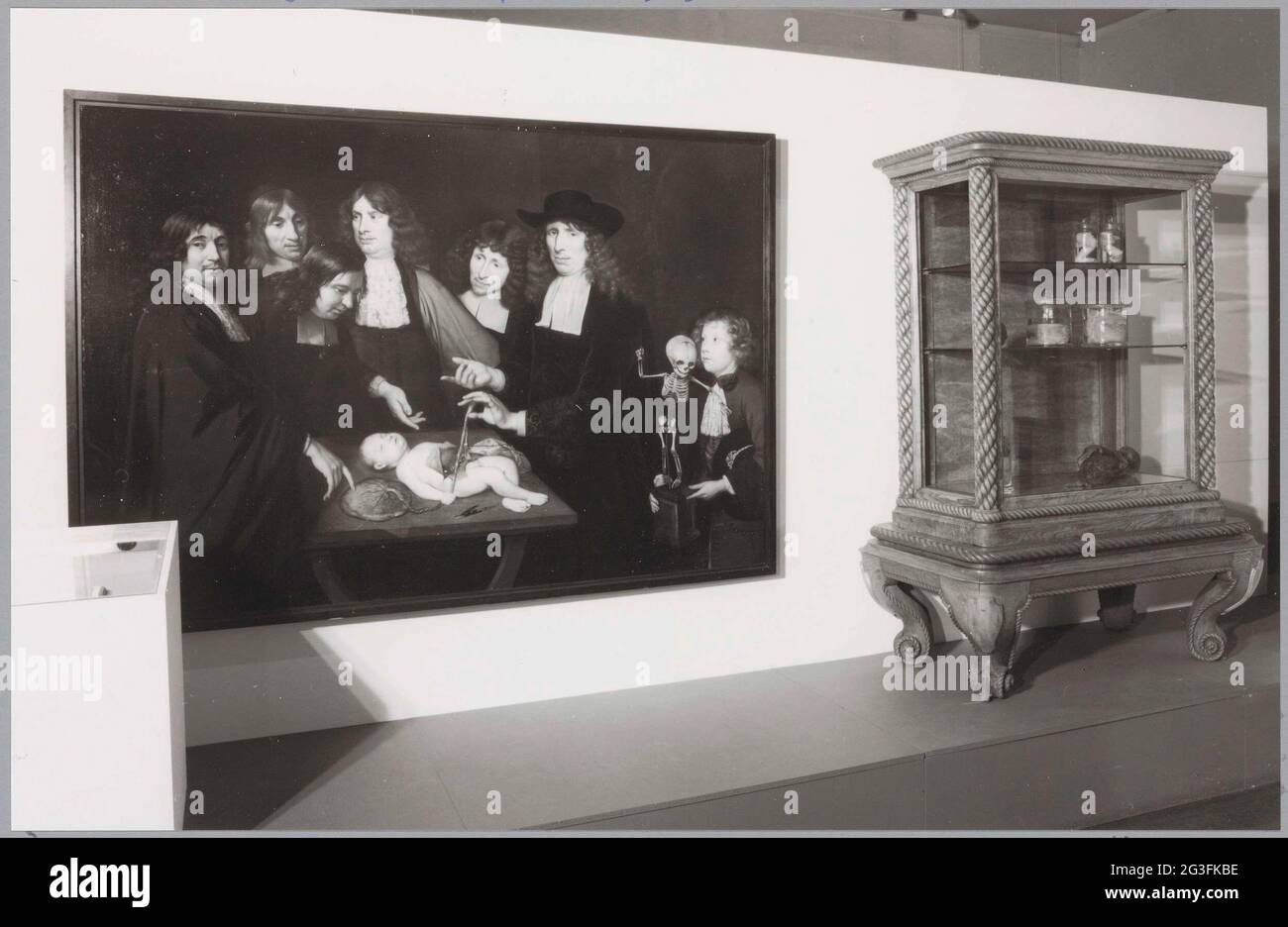 Room with a painting and a display cabinet with anatomical objects ...