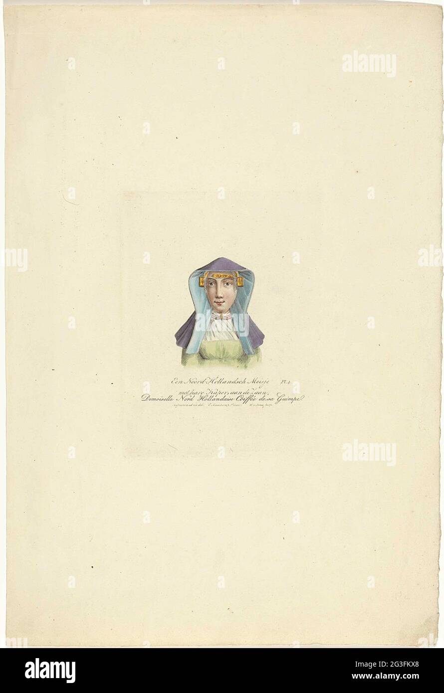 Bust of a girl in traditional costume A; A North Hollandsch girl with ...