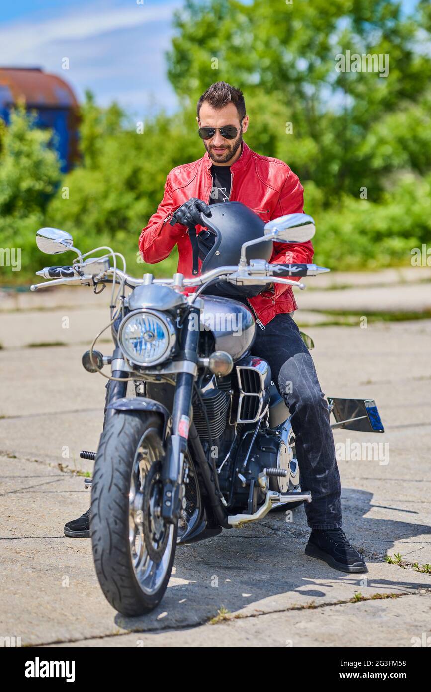 a nice man on a Chopper motorcycle Stock Photo - Alamy