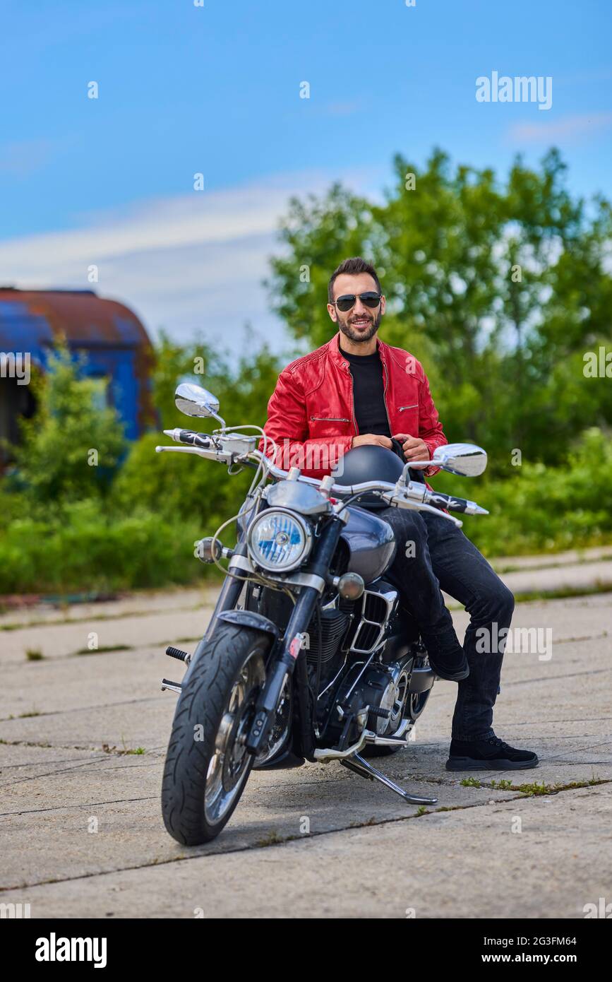 a nice man on a Chopper motorcycle Stock Photo - Alamy