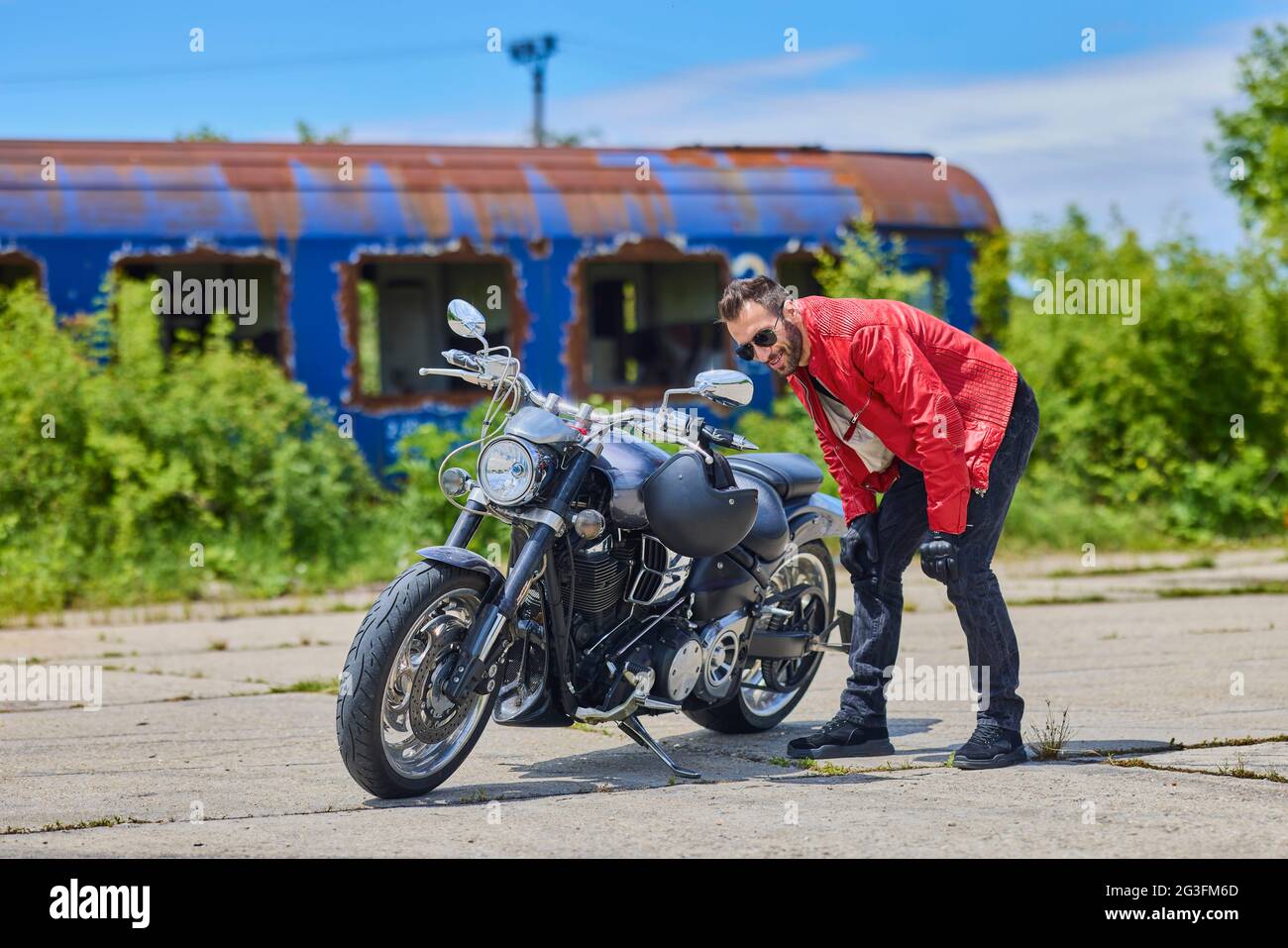 a nice man on a Chopper motorcycle Stock Photo - Alamy
