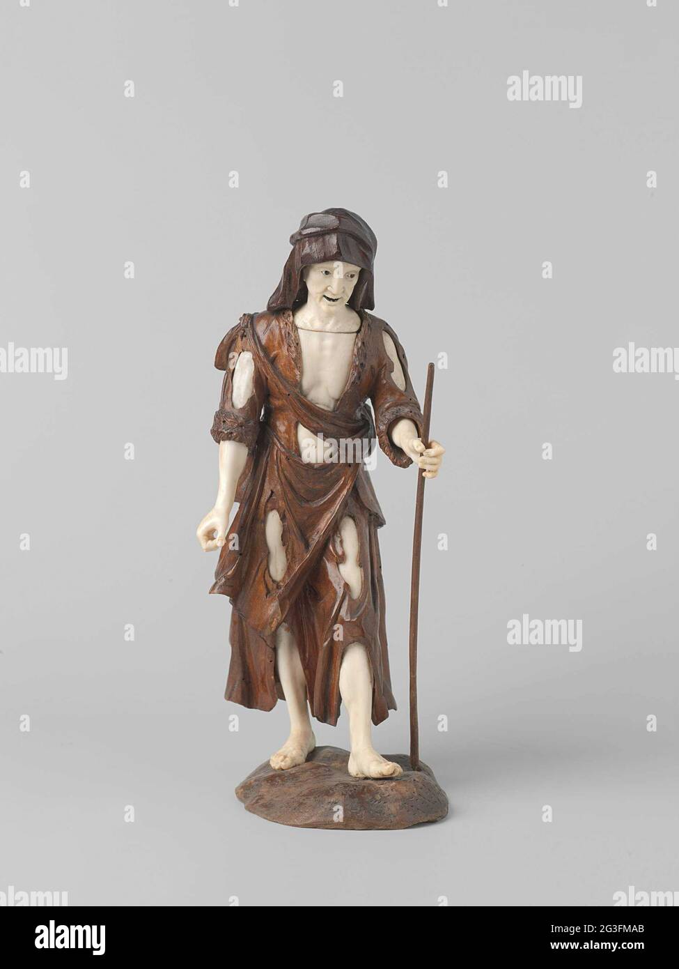 Begging figure with two sticks. Beggar with a walking stick in every ...